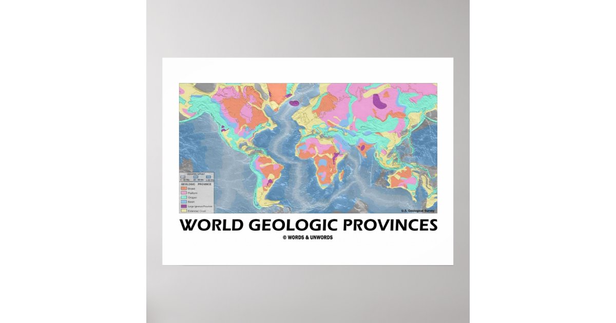 World Geologic Provinces (World Map Geology) Poster | Zazzle