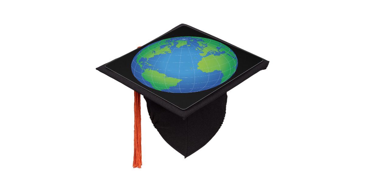 World Globe Map Graduation Cap Topper | Zazzle
