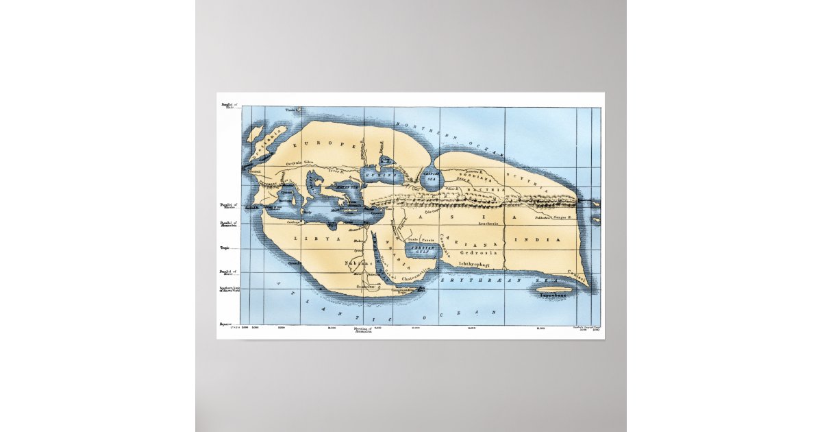 WORLD MAP: ERATOSTHENES POSTER | Zazzle