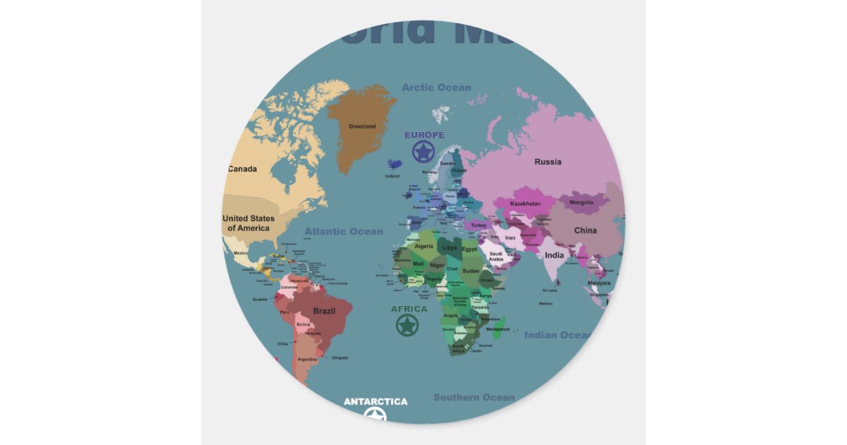 World Map for Kids with Flags Classic Round Sticker | Zazzle