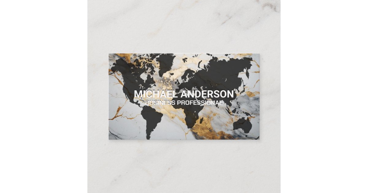 World Map | Marble Background Business Card | Zazzle