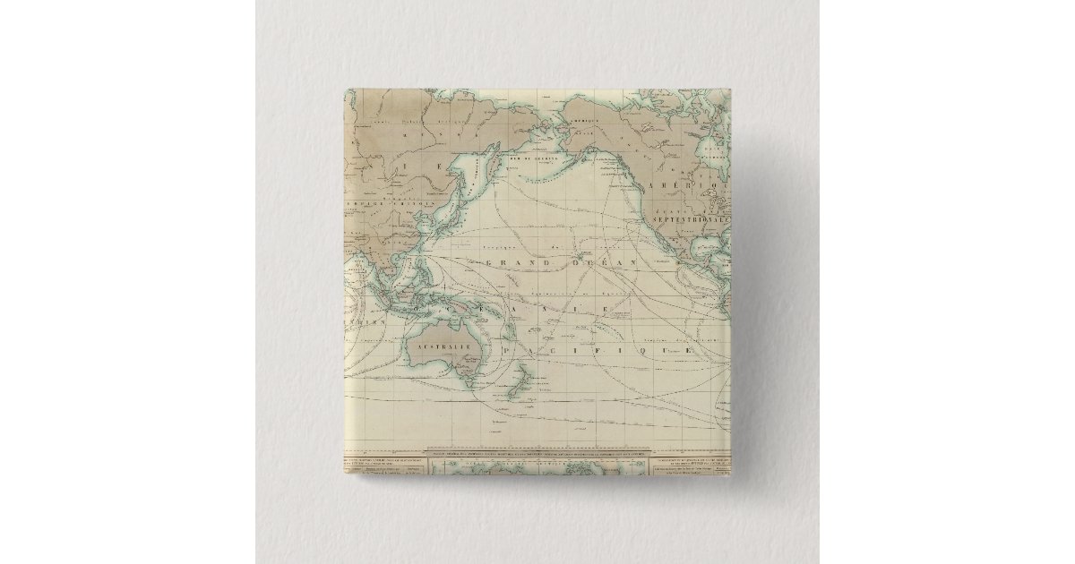 World Map of the Shipping Canals 2 Inch Square Button | Zazzle