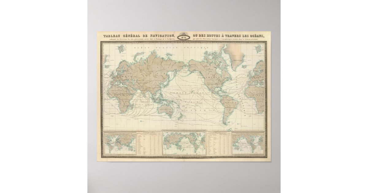 World Map of the Shipping Canals Poster | Zazzle