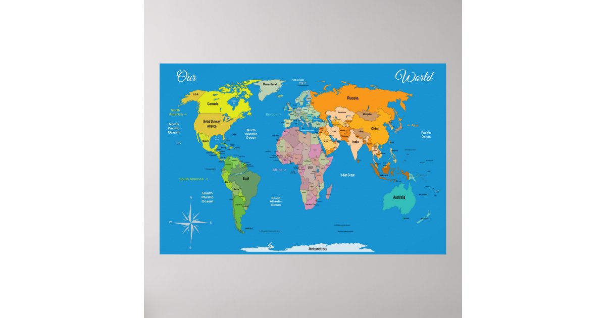 World Map Poster | Zazzle