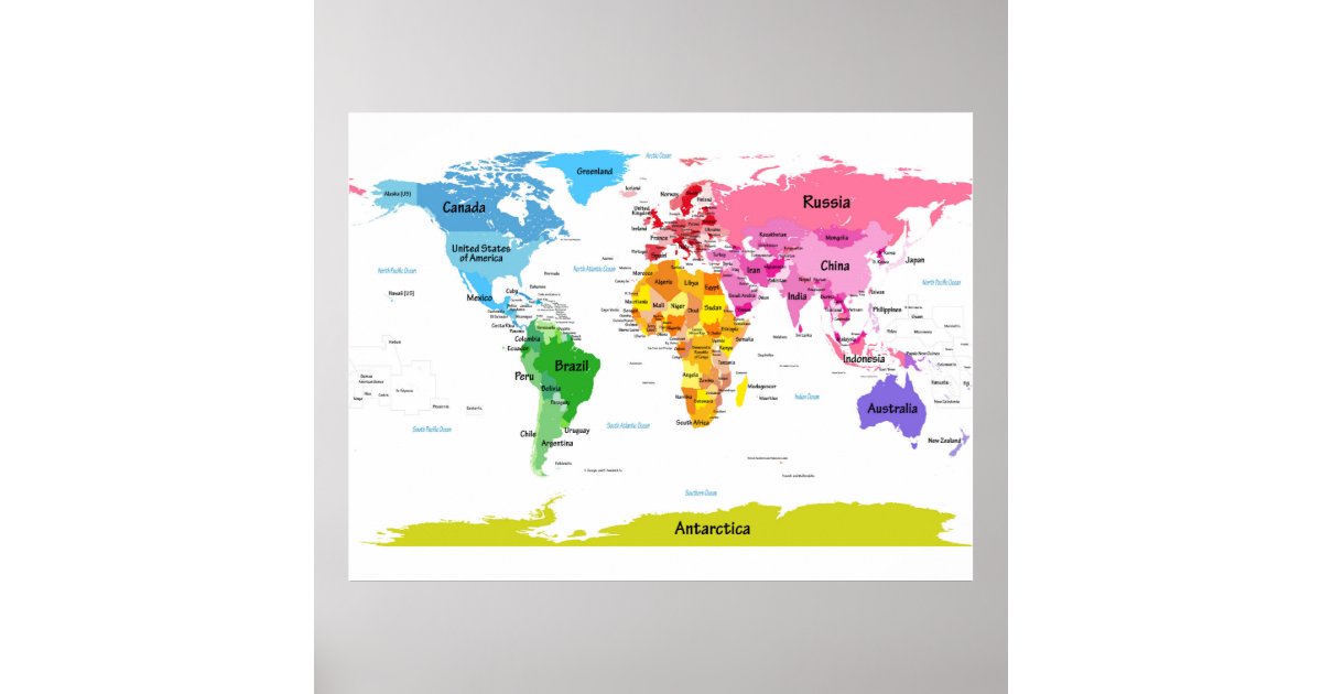 World Map Poster | Zazzle
