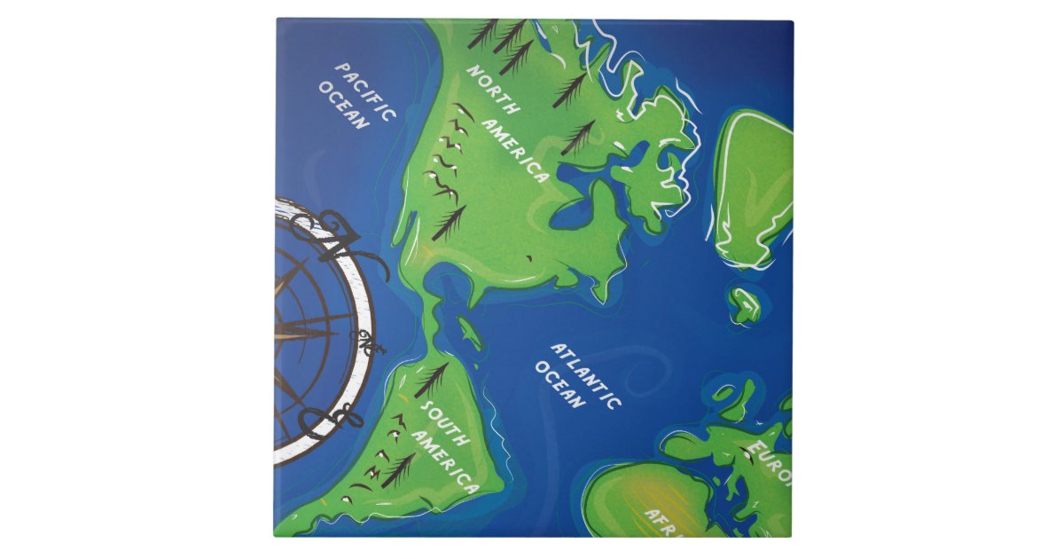 World Map Tile | Zazzle