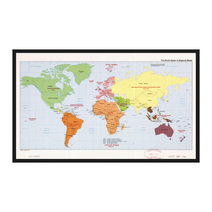 World Political Regional Map (1985) Canvas Print | Zazzle.ca