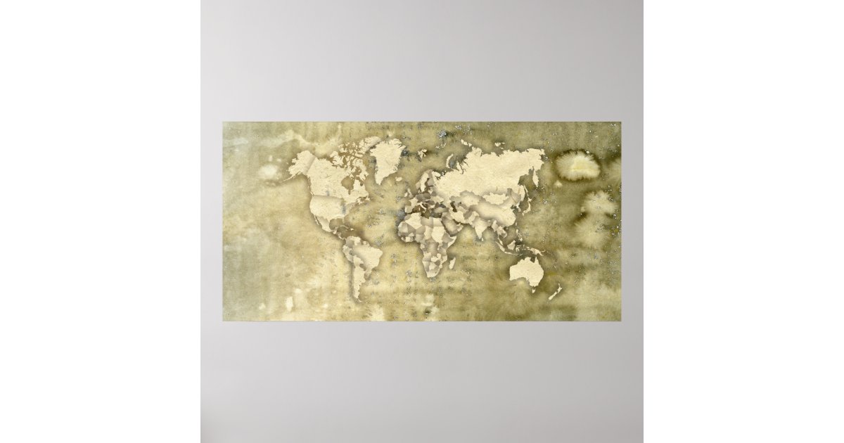 Worn Paper World Map Poster | Zazzle