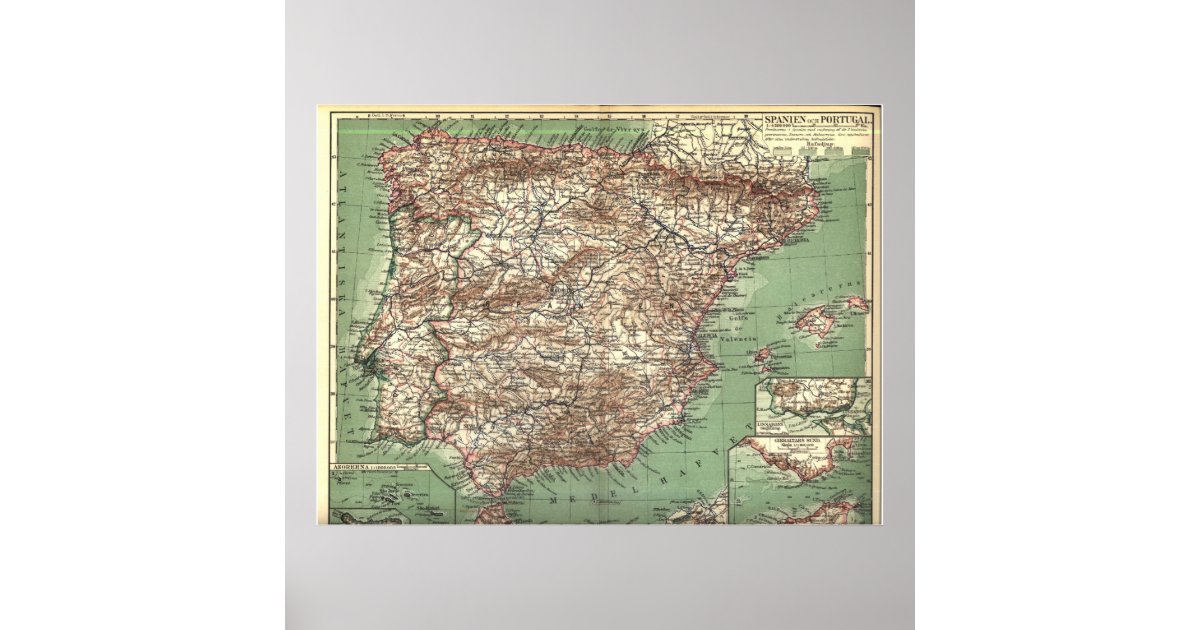 WWI Map of Spain and Portugal Poster | Zazzle