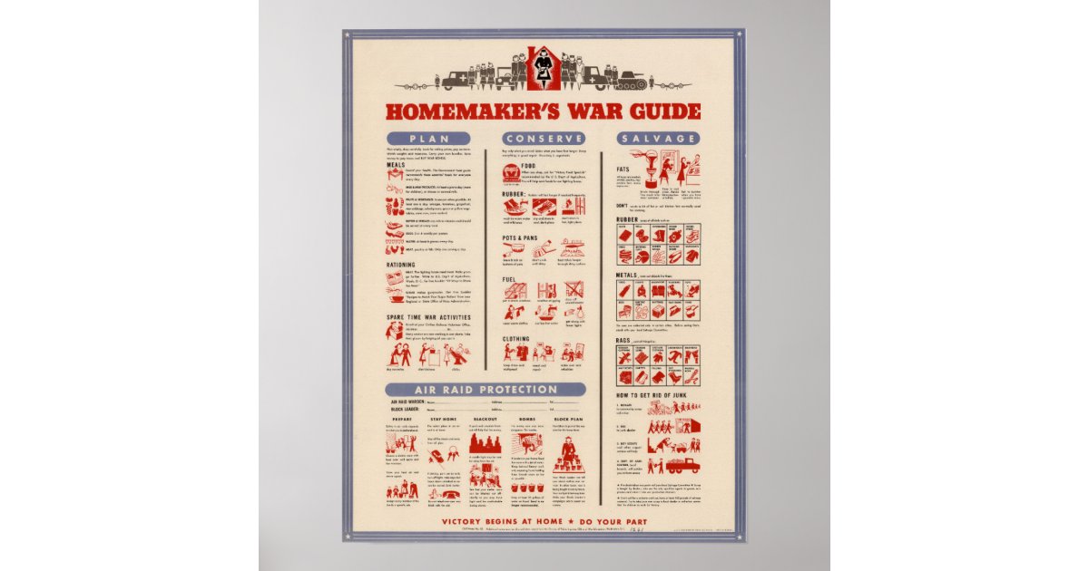 WWII Homemaker's War Guide Poster | Zazzle