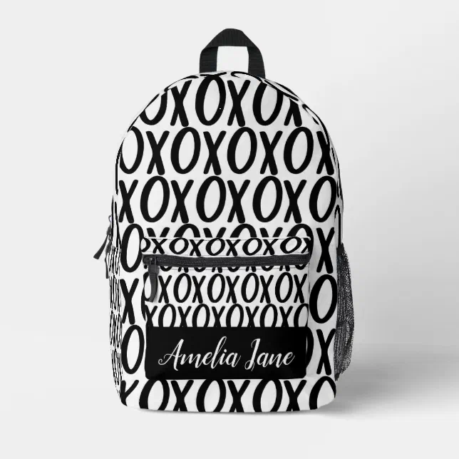 XOXO Hugs Kisses Black White Minimalist Printed Backpack | Zazzle