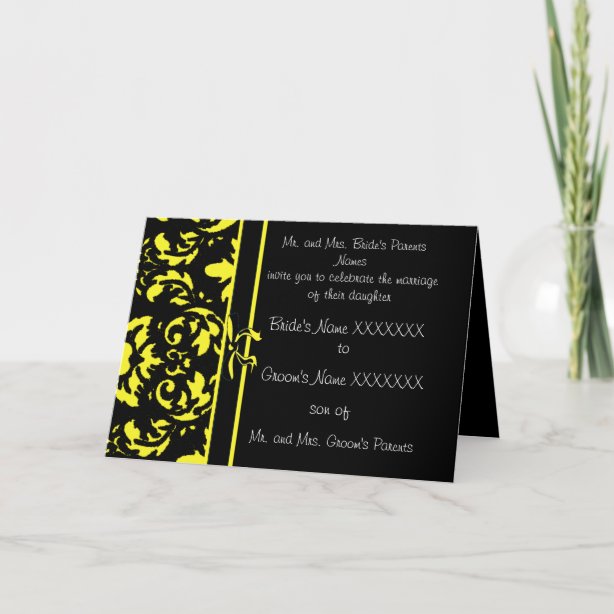 Black And Yellow Wedding Invitations & Announcements | Zazzle CA