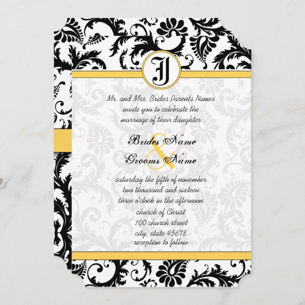 Black And Yellow Wedding Invitations & Announcements | Zazzle CA