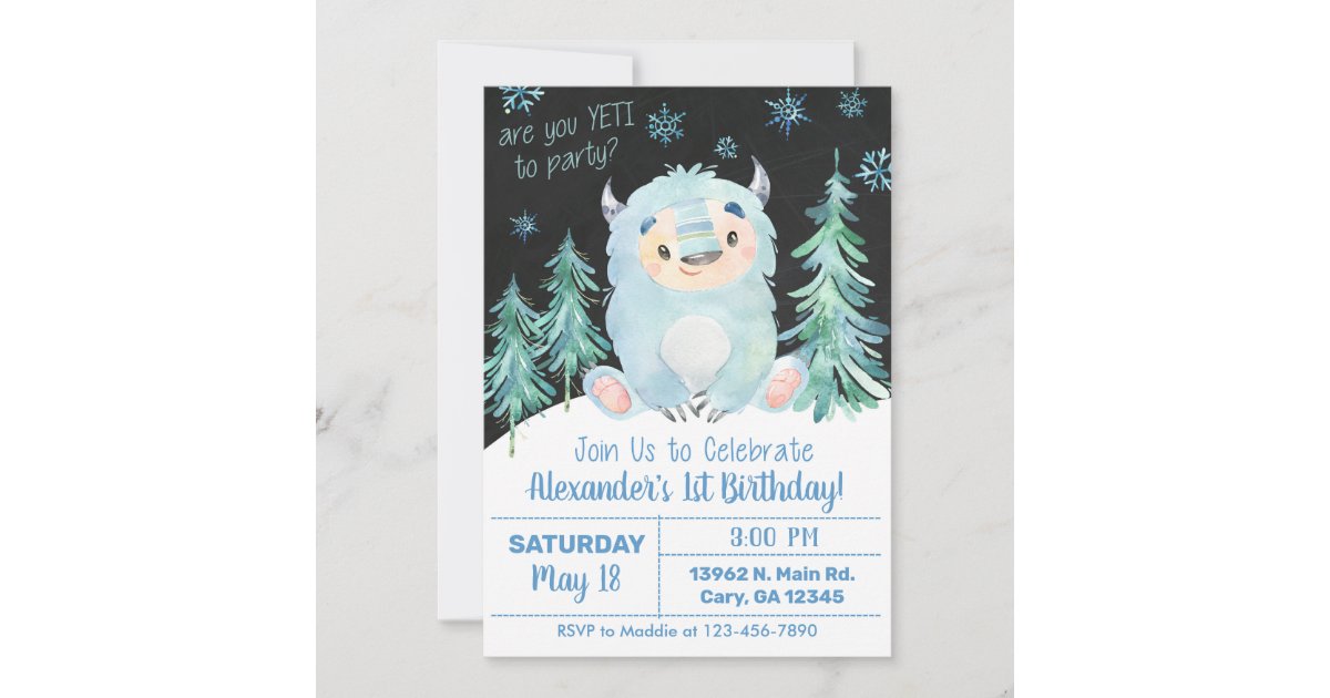 Yeti winter boy birthday invite, Yeti invitation. Invitation | Zazzle