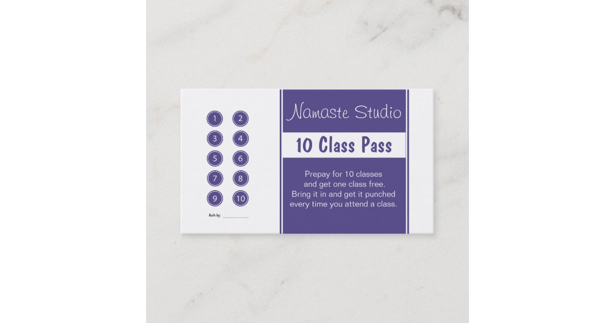 Yoga Business Card 10 Class Pass Template | Zazzle