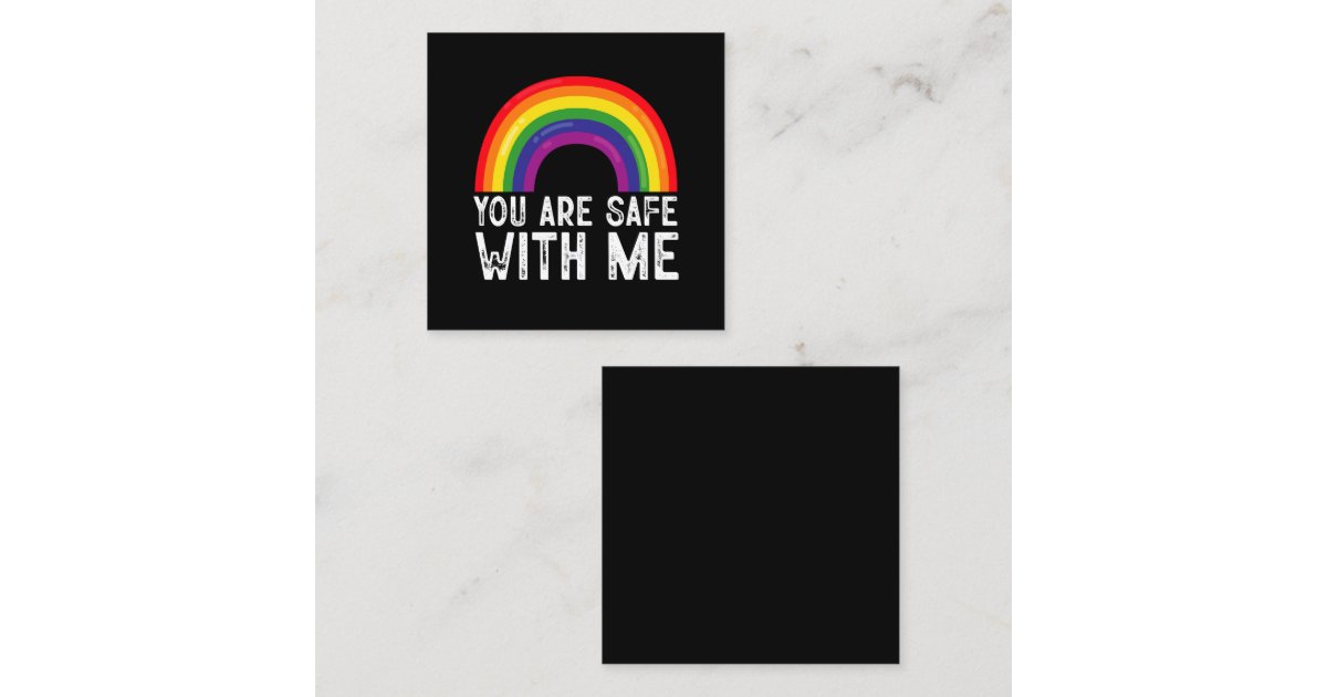You Are Safe With Me LGBTQ Pride Month Rainbow Square Business Card ...