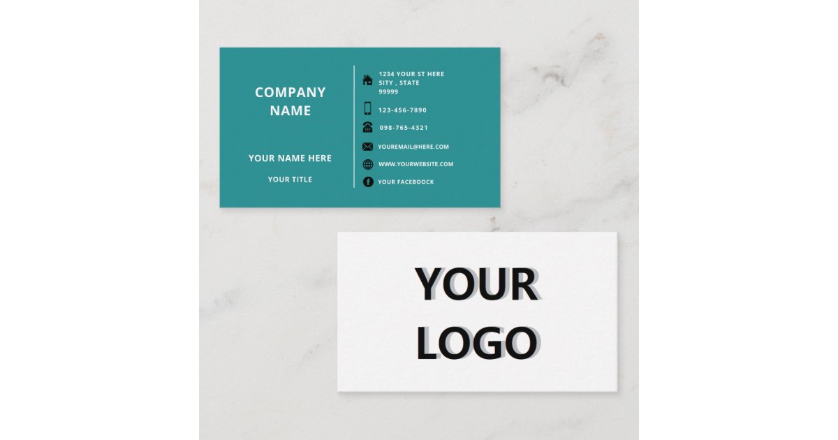 Your Company Logo Name Info Business Card Template | Zazzle