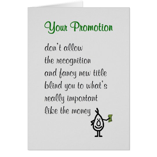 Your Promotion - a funny Congratulations Poem Card | Zazzle.ca