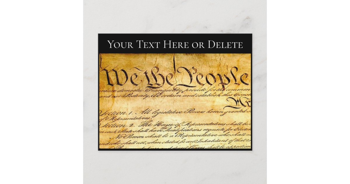 Your Text/Colour U.S. Constitution We the People Postcard | Zazzle