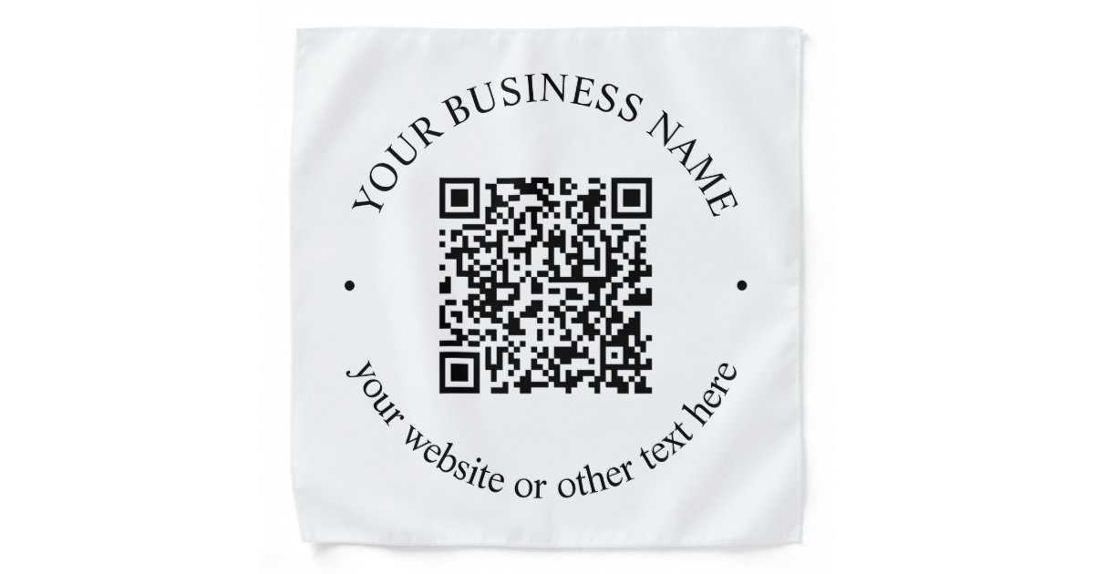 Your Uploaded QR code Plus Editable Circular Text Bandana | Zazzle