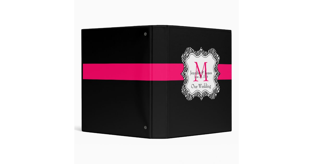 Zebra Print Pink Black Wedding Planner Binders | Zazzle