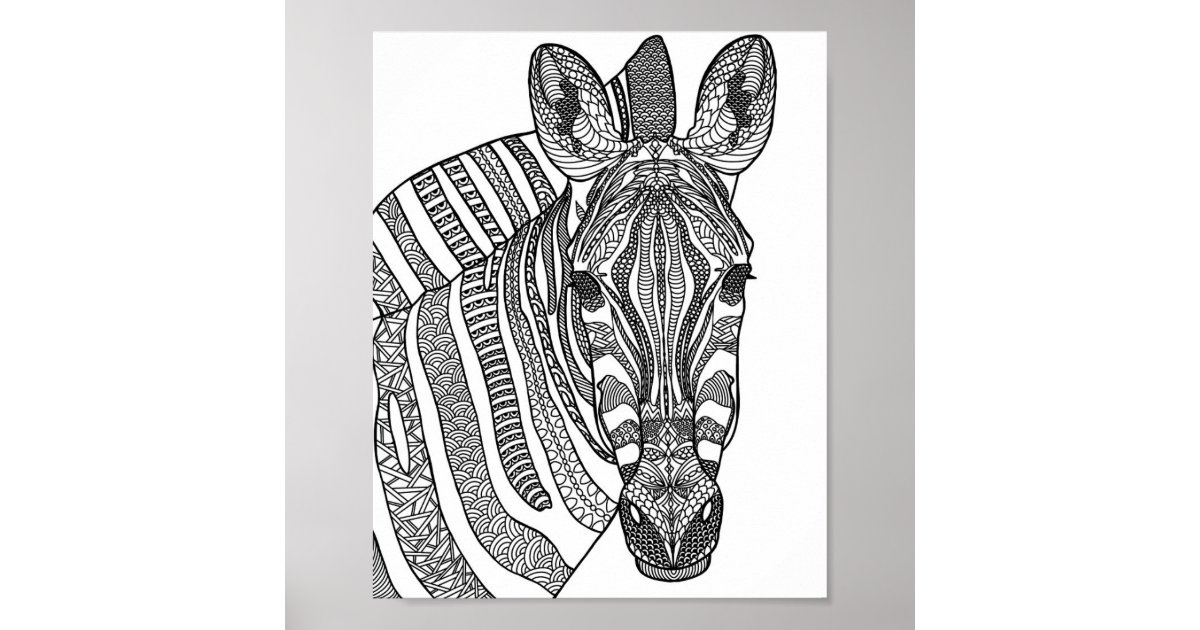 Zebra Wall Art, Zentangle Wall Art, Zebra Poster | Zazzle