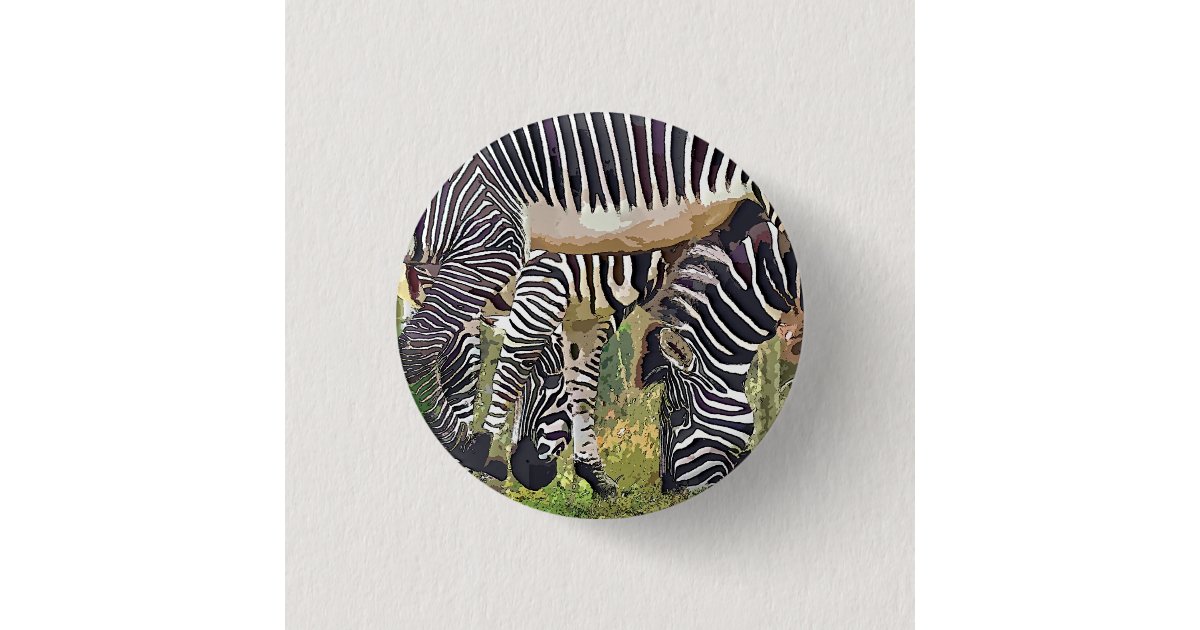 ZEBRAS 1 INCH ROUND BUTTON | Zazzle