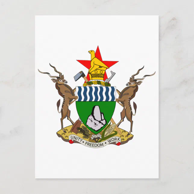 Zimbabwe Official Coat Of Arms Heraldry Symbol Postcard | Zazzle